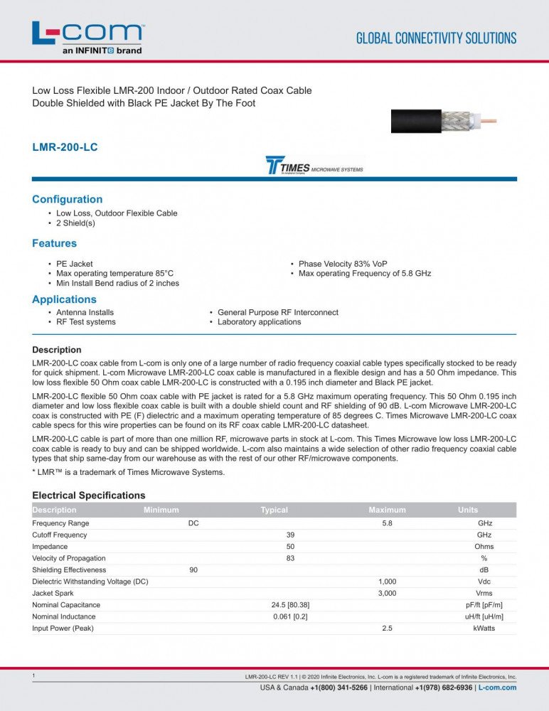 LMR-200-LC technical document page 1