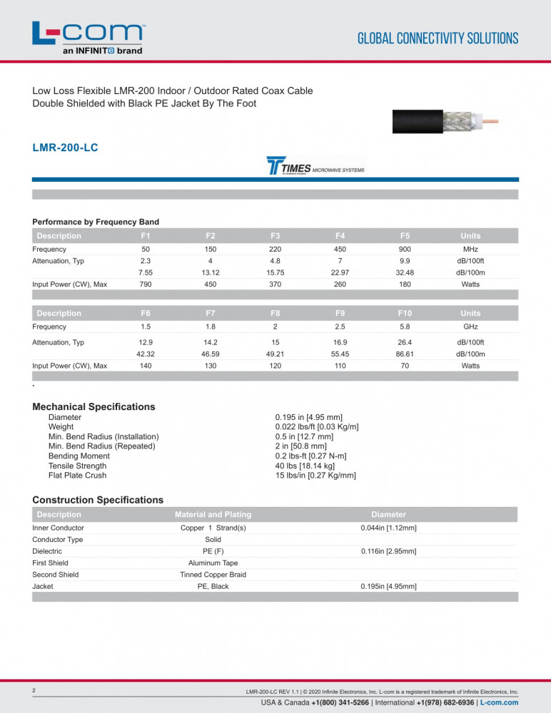 LMR-200-LC technical document page 2