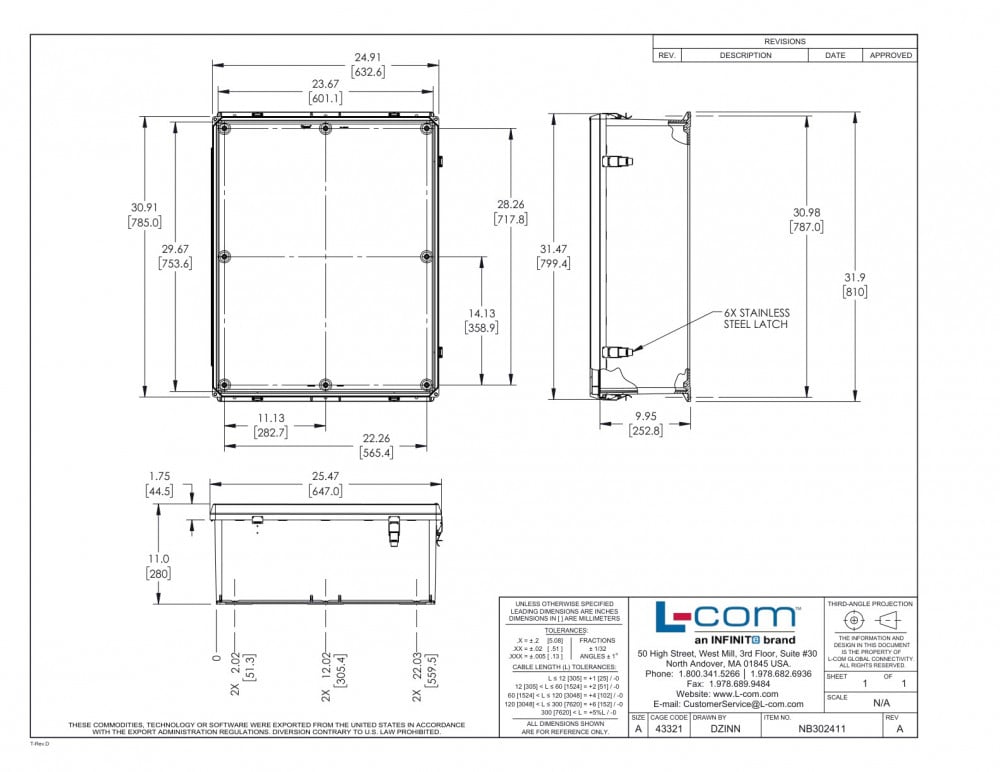 L-com NB302411 technical drawing