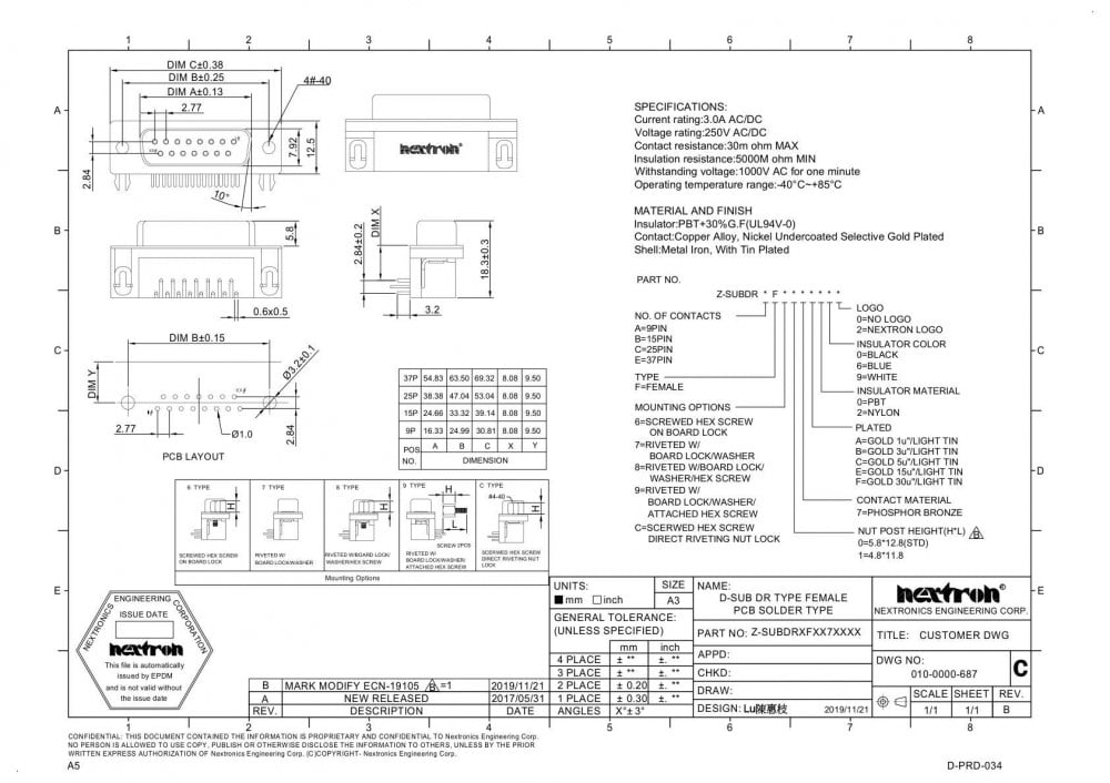 Nextron Z-SUBDRBF607A002 engineering drawing page 1