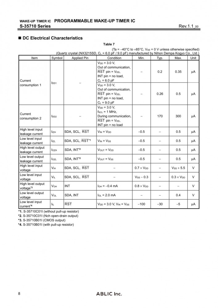 ABLIC S-35710 series datasheet page 8