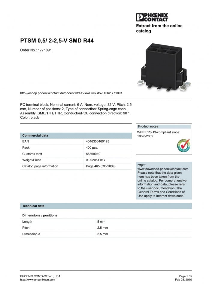 Phoenix Contact 1771091 catalog extract