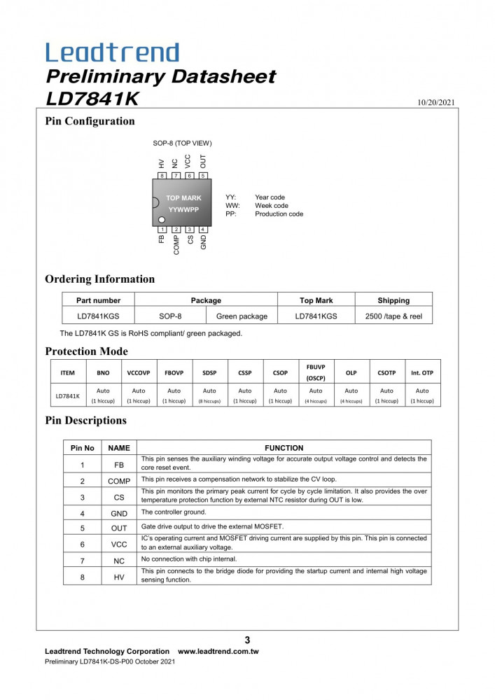LD7841KGS datasheet page 3