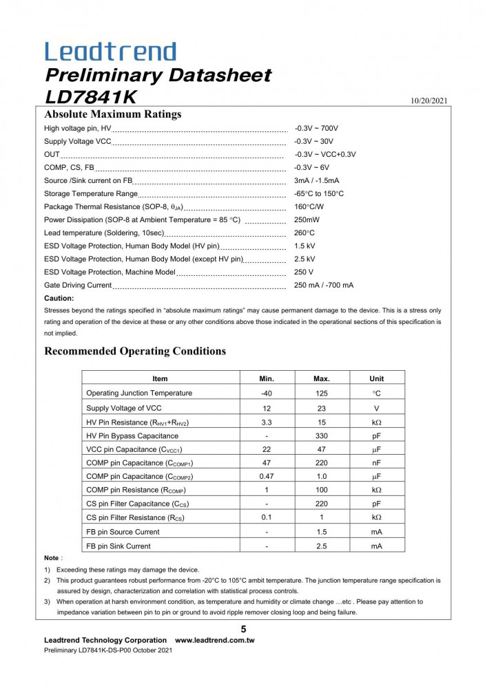 LD7841KGS datasheet page 5