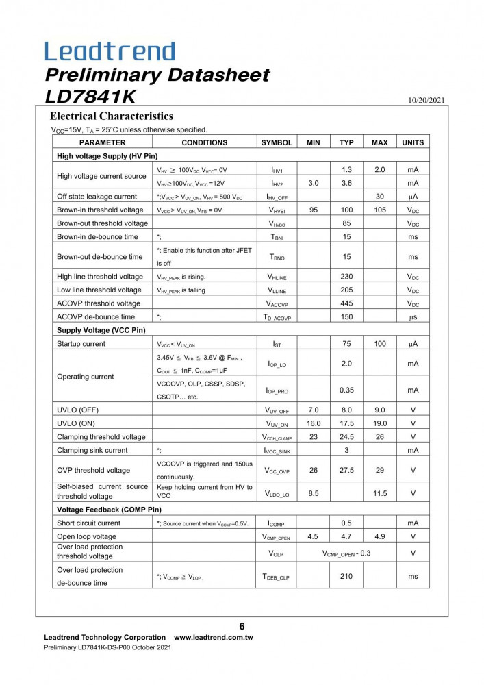 LD7841KGS datasheet page 6
