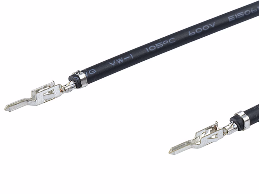 Pre-Crimped Lead Mini-Fit Versa Color Female-to-Pigtail, Gold (Au) Plating, 450.00mm Length, 18 AWG, Black
