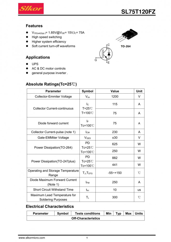 SL75T120FZ datasheet page 1