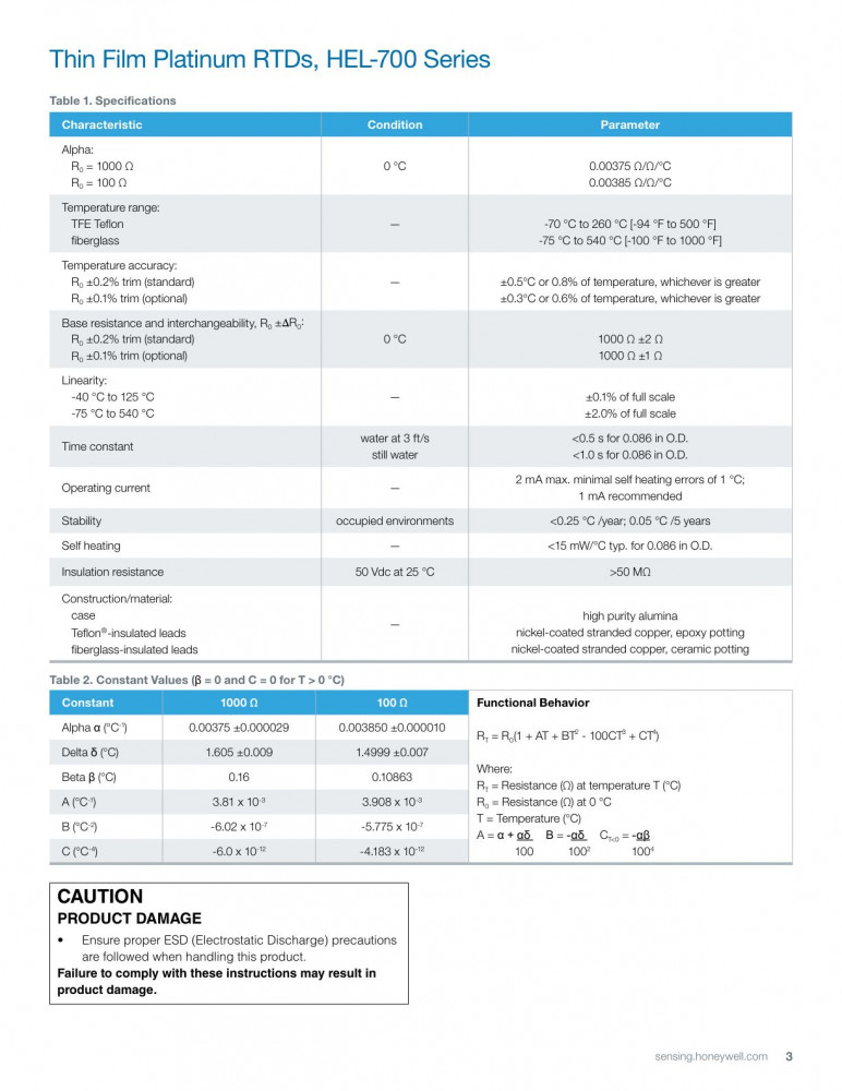 Honeywell HEL-700 Series datasheet page 3