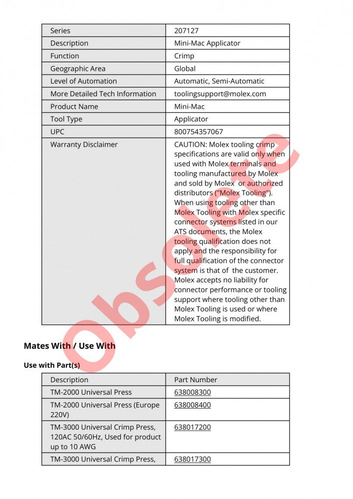 Product document page 2 for Molex 638300100