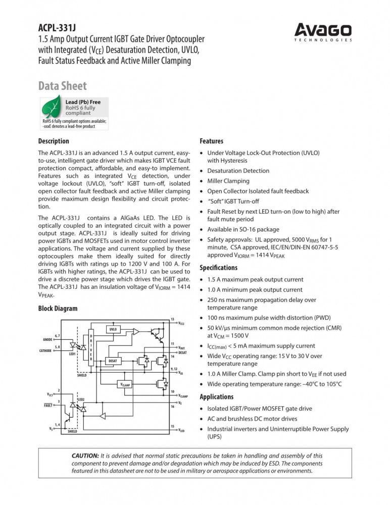 ACPL-331J-500E datasheet page 1