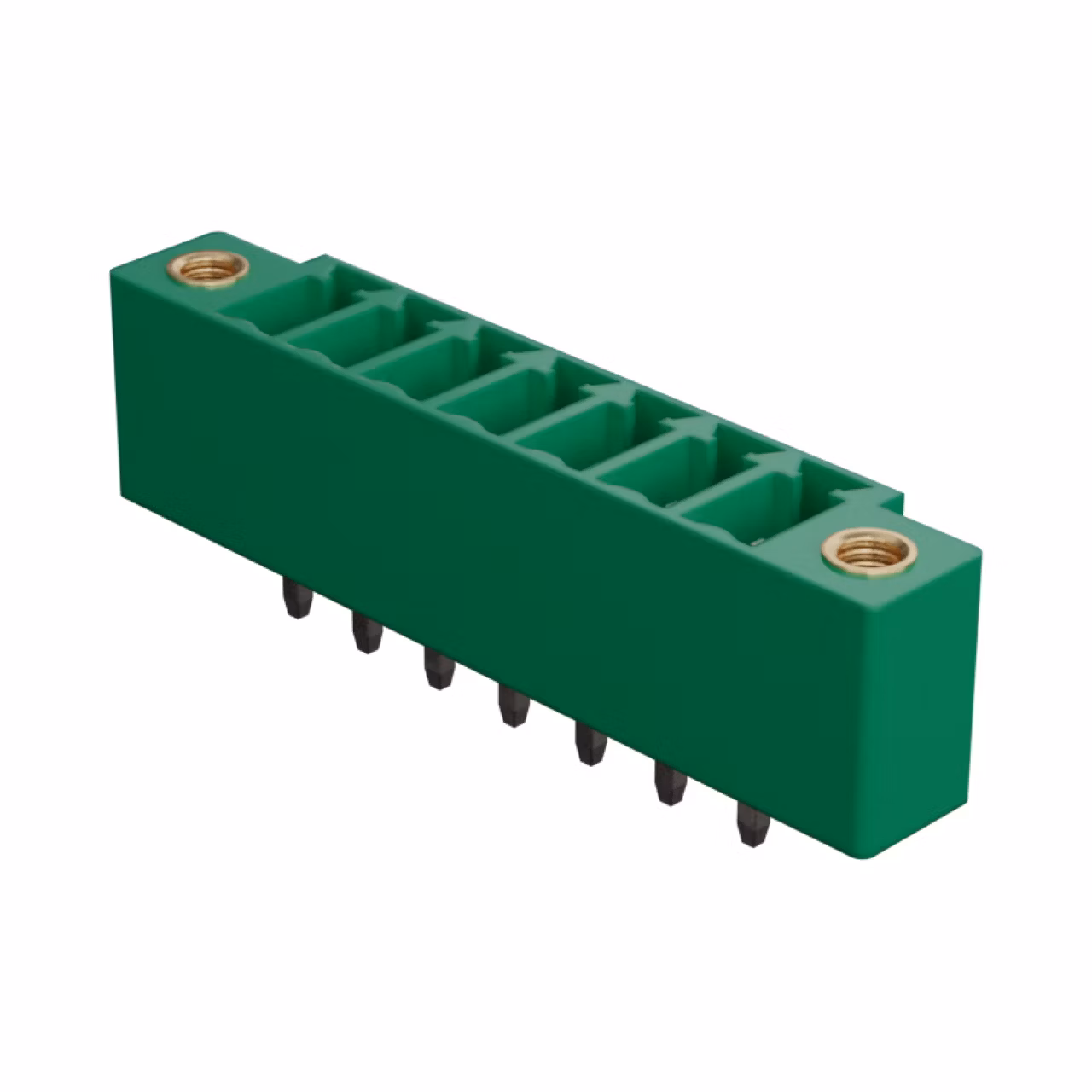 3.81mm Pitch Eurostyle Vertical PCB Header, with Threaded Retention Inserts, Green Housing, 7 Circuits for sale