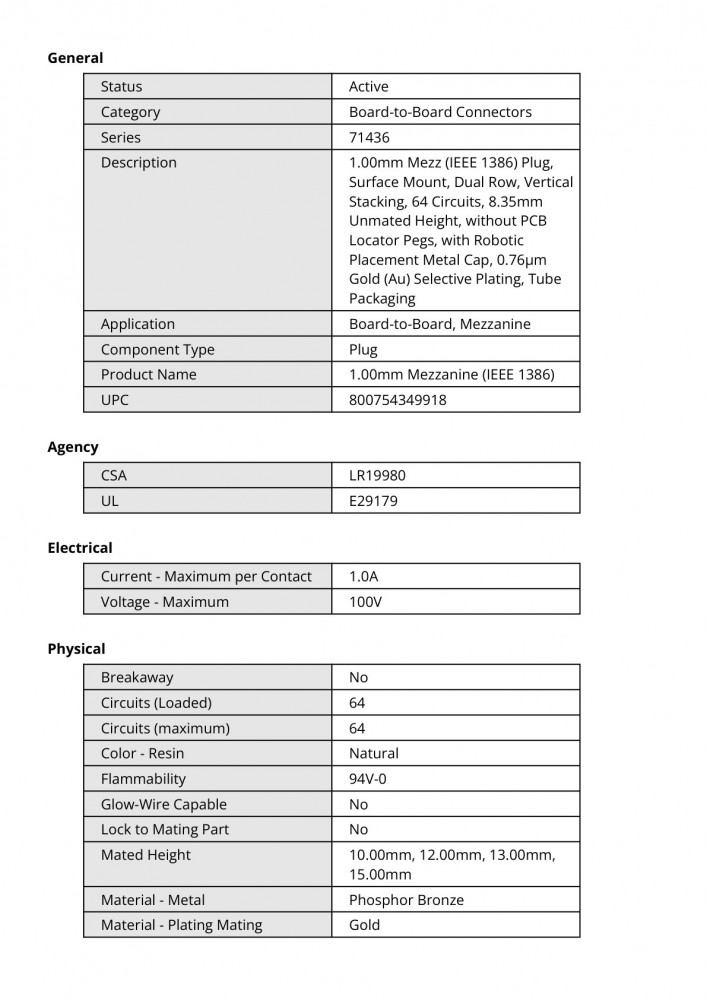 Technical document page 2 for the connector product