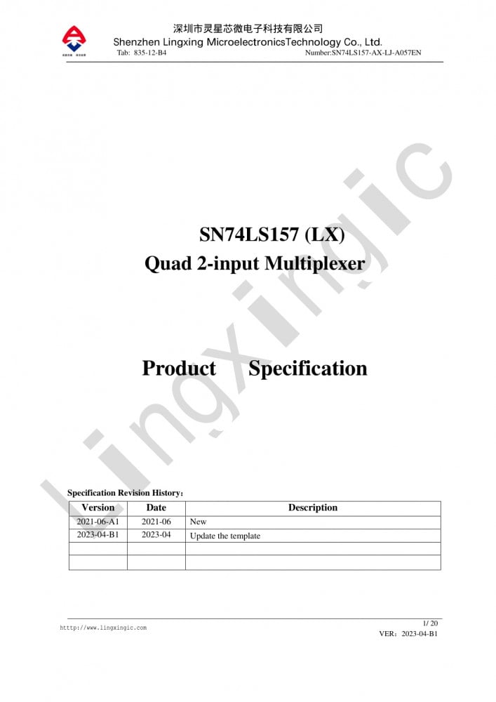 SN74LS157N(LX) datasheet page 1