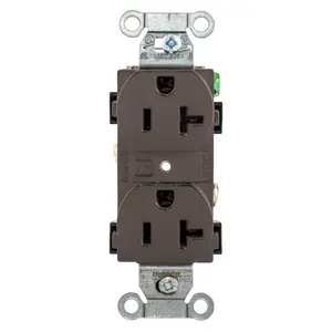 Straight Blade Devices, Receptacles, Duplex, Commercial/Industrial Grade, 2-Pole 3-Wire Grounding, 20A 125V, 5-20R, Brown, Single Pack for sale
