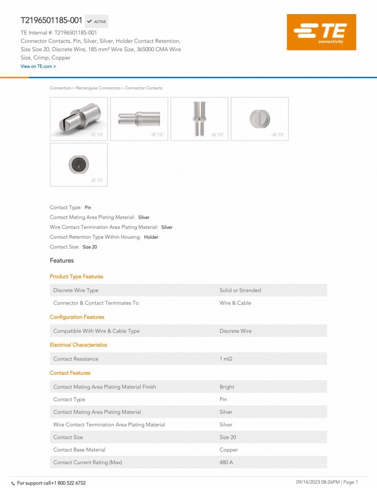 T2196501185-001 technical document page 1