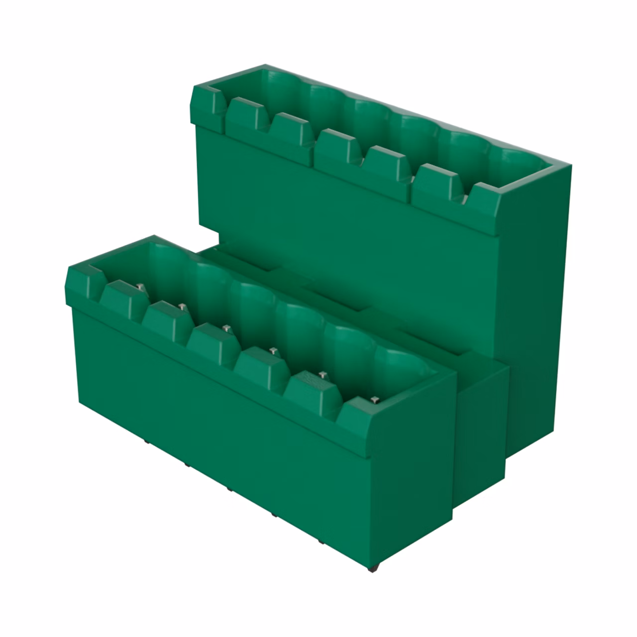 5.00mm Pitch Eurostyle Vertical Dual Level PCB Header, Closed Ends, Green Housing, 12 Circuits for sale