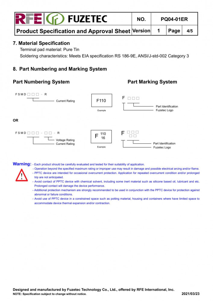 FUZETEC FSMD1812 specification page 4