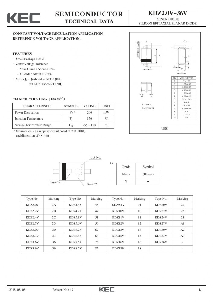 KEC KDZ series datasheet page 1