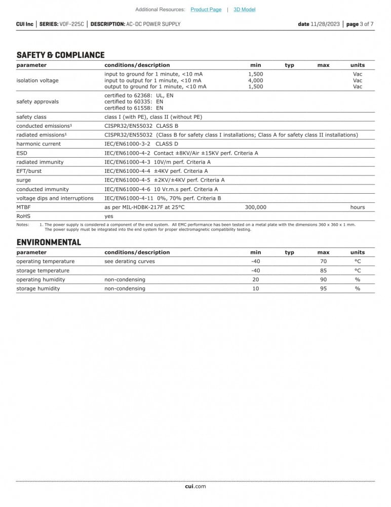 VOF-225C-12-CNF datasheet page 3