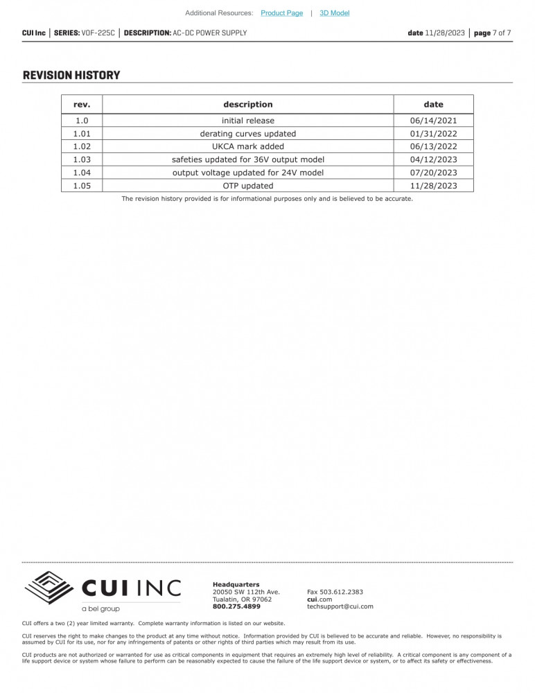 VOF-225C-12-CNF datasheet page 7