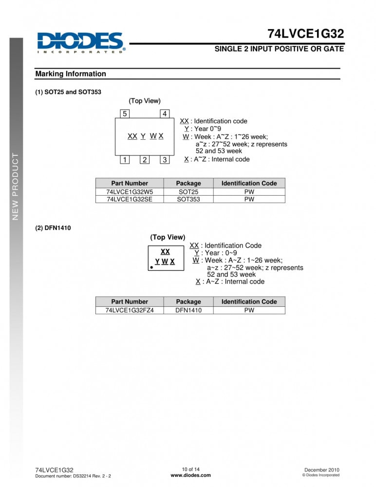 74LVCE1G32FZ4-7 datasheet page 10
