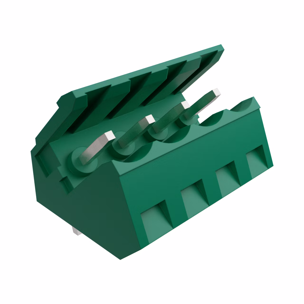 5.00mm Pitch Eurostyle 45° Angle PCB Header, Open Ends, 4 Circuits, Green for sale