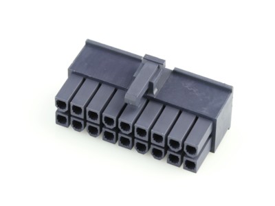 Mini-Fit Jr. Receptacle Housing, Dual Row, Nylon 6/6 UL 94V-2, 8 Circuits, Glow-Wire Capable, Black