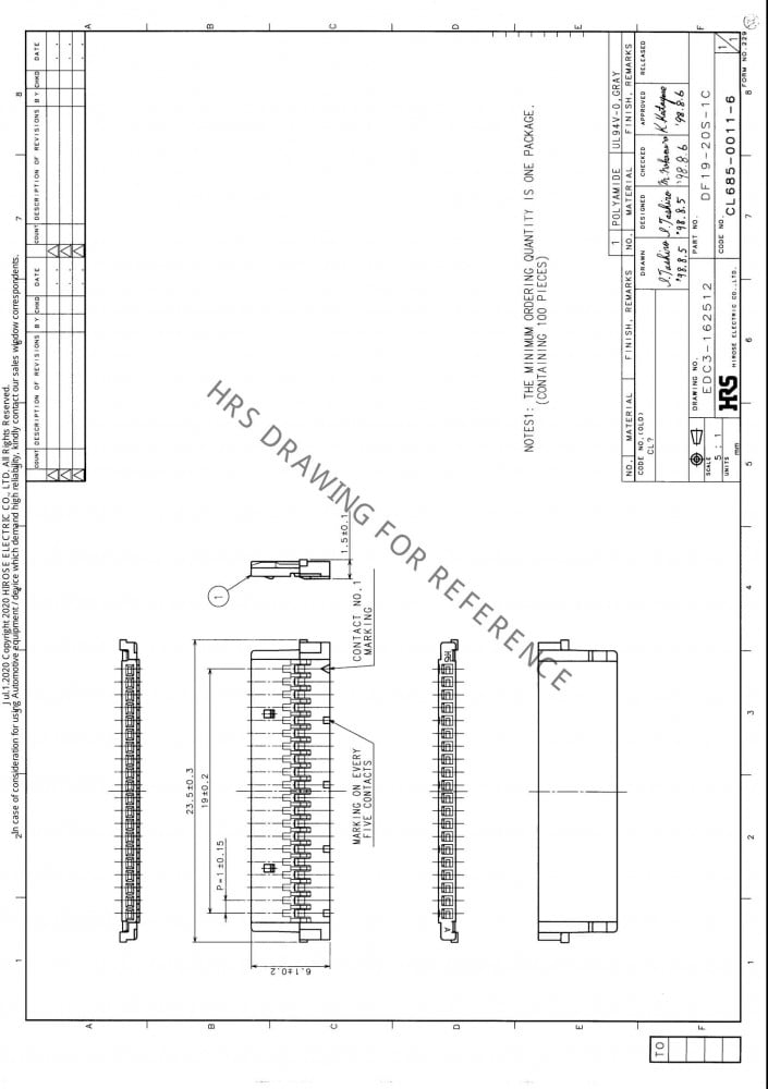 HRS DF19-20S-1C technical document page