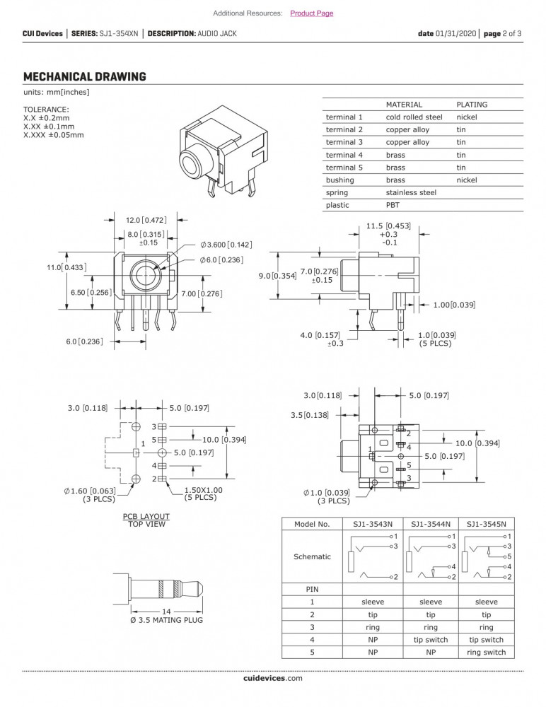 CUI SJ1-3543N datasheet page 2