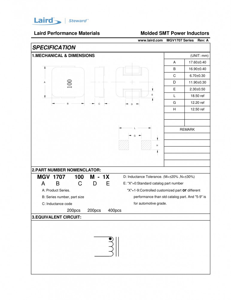 Laird MGV1707 datasheet page 2