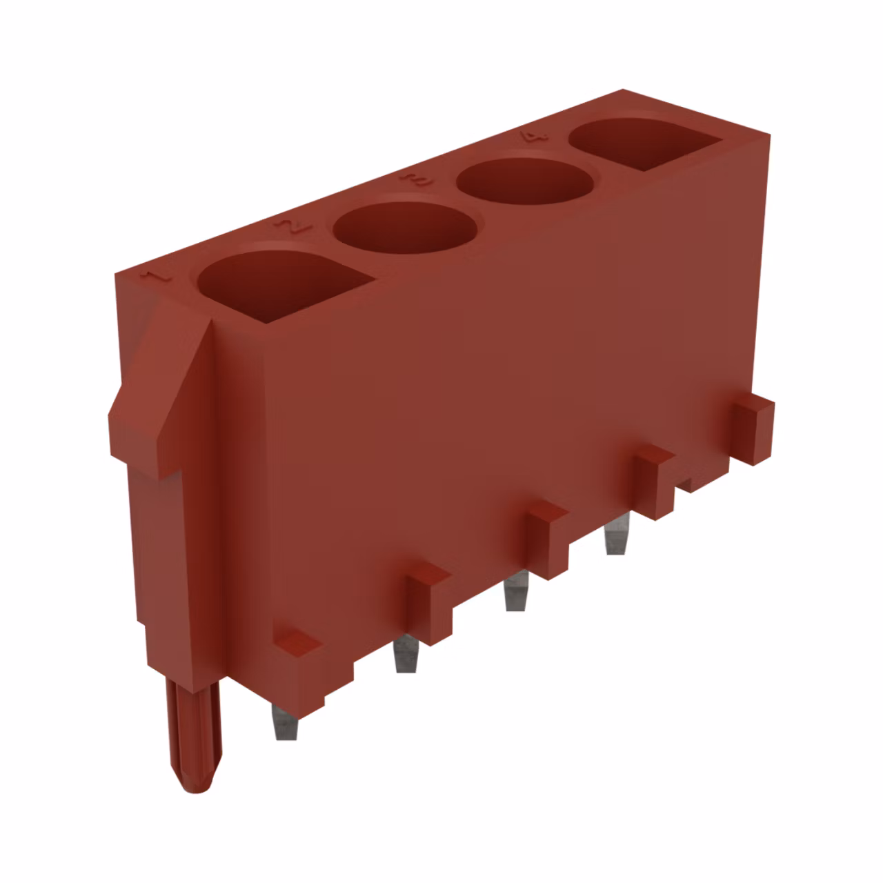MLX Power Connector Header, 6.35mm Pitch, Vertical, with Compliant Polarizing Peg, Nylon 94V-2, Natural (Translucent), 6 Circuits