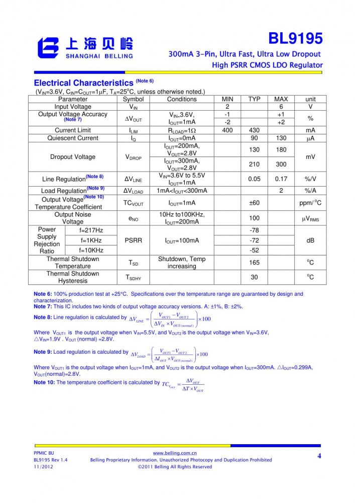 BL9195 datasheet page 4