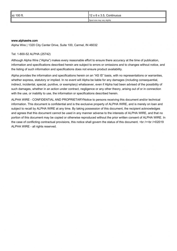 Alpha Wire 1242 SV005 technical document page 2