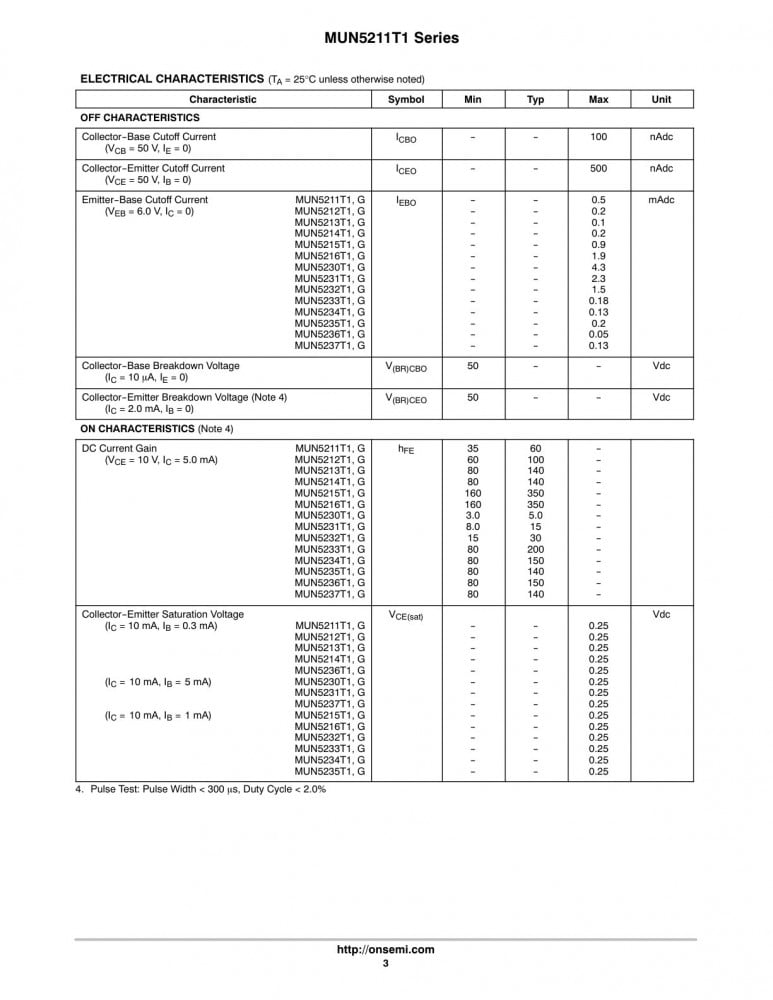 MUN5211T1 datasheet page 3