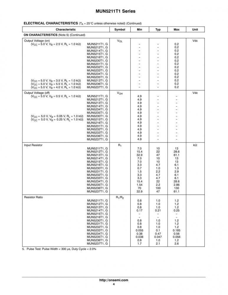 MUN5211T1 datasheet page 4