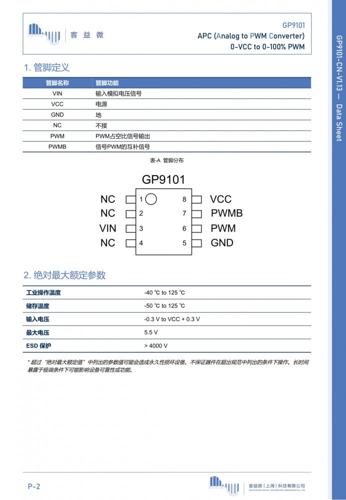 GP9101 datasheet page 2