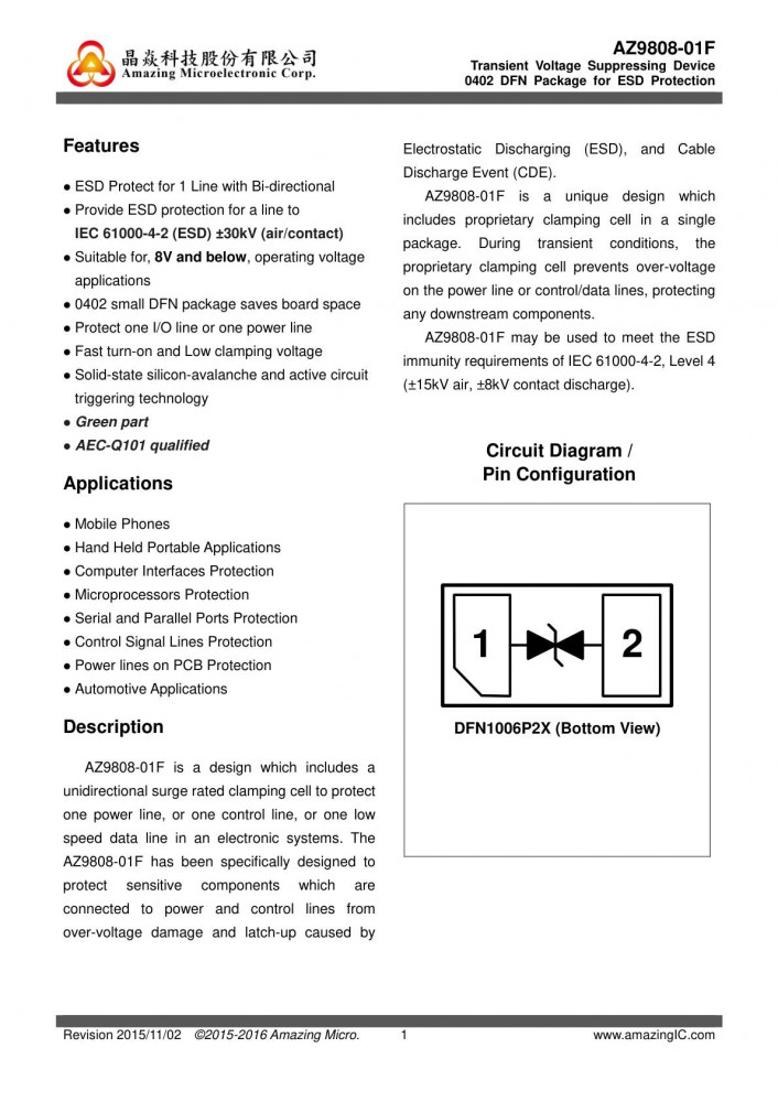 AZ9808-01F datasheet page 1