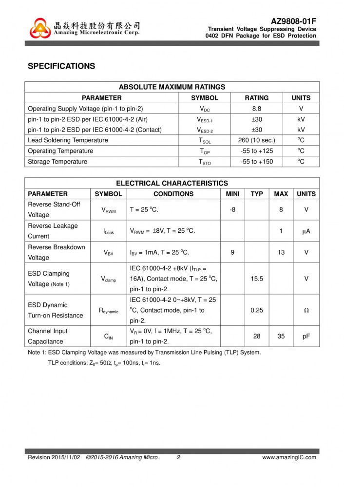 AZ9808-01F datasheet page 2
