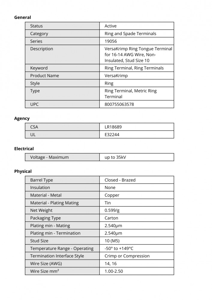 MOLEX 190560109 technical document page 2