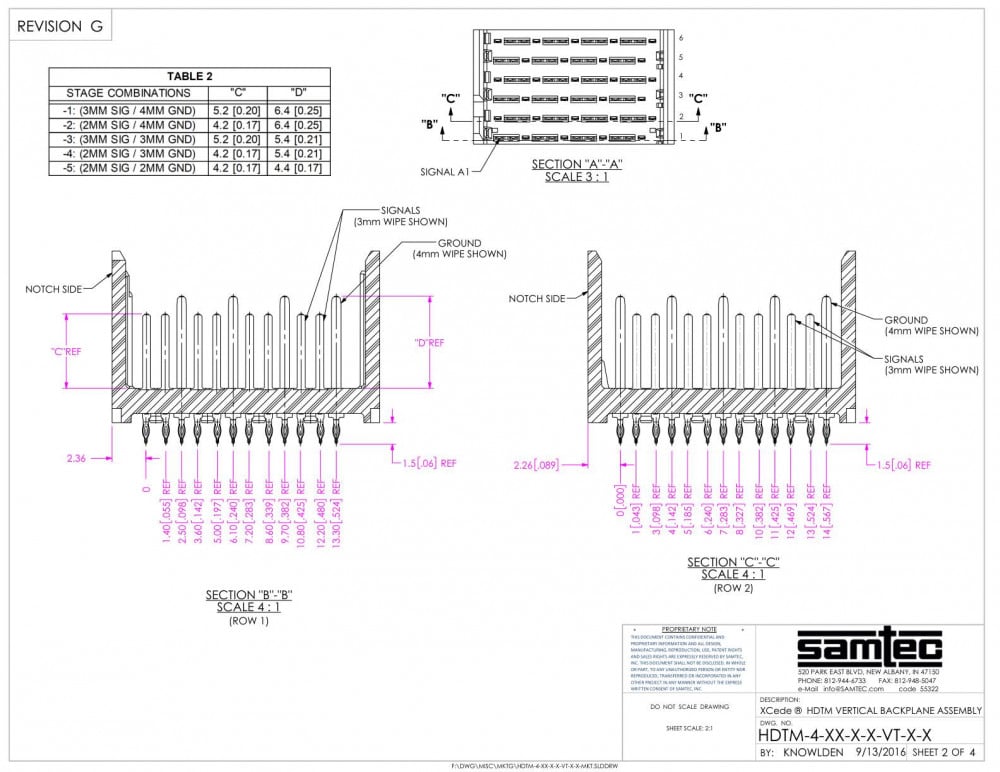 Samtec HDTM drawing sheet 2