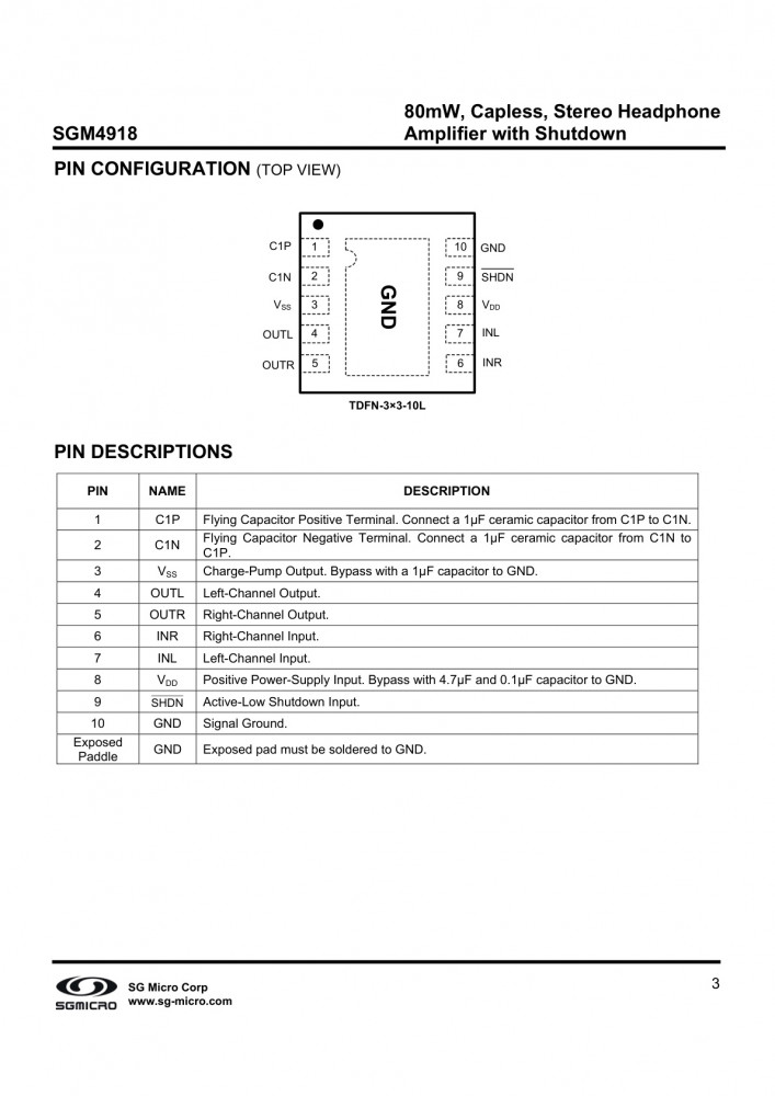 SGM4918B datasheet page 3