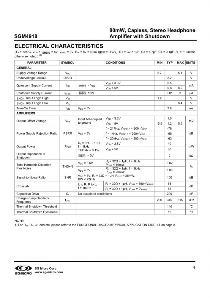 SGM4918B datasheet page 4