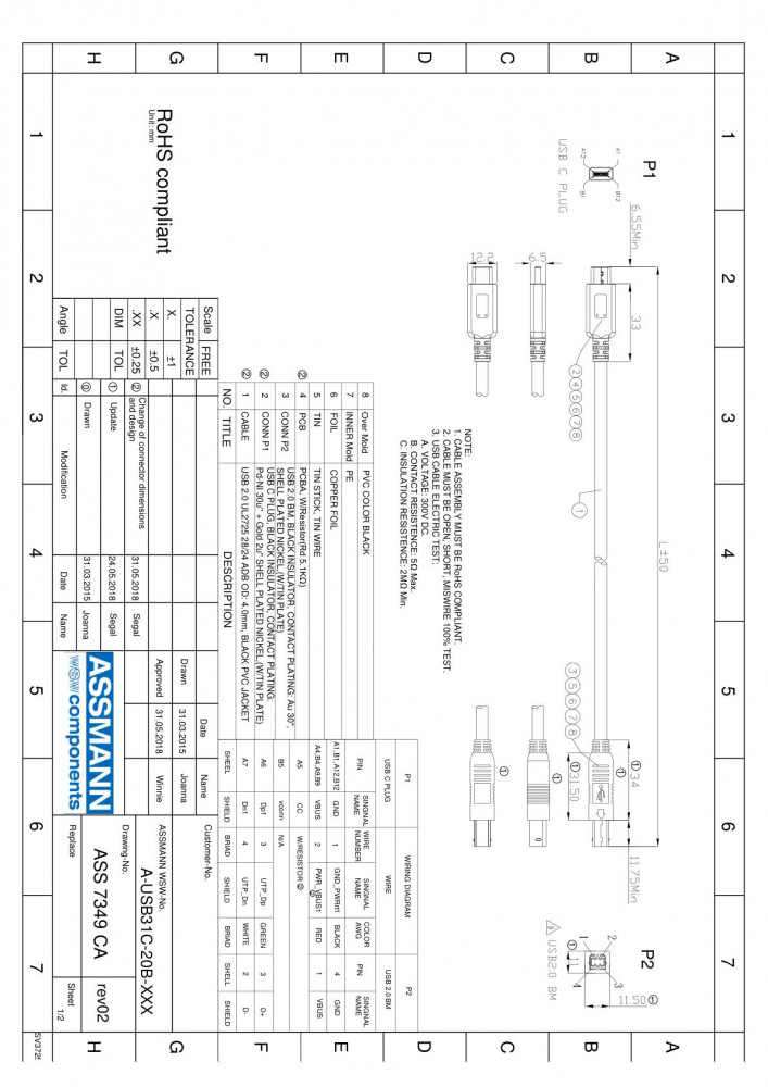 A-USB31C-20B-100 technical drawing page 1