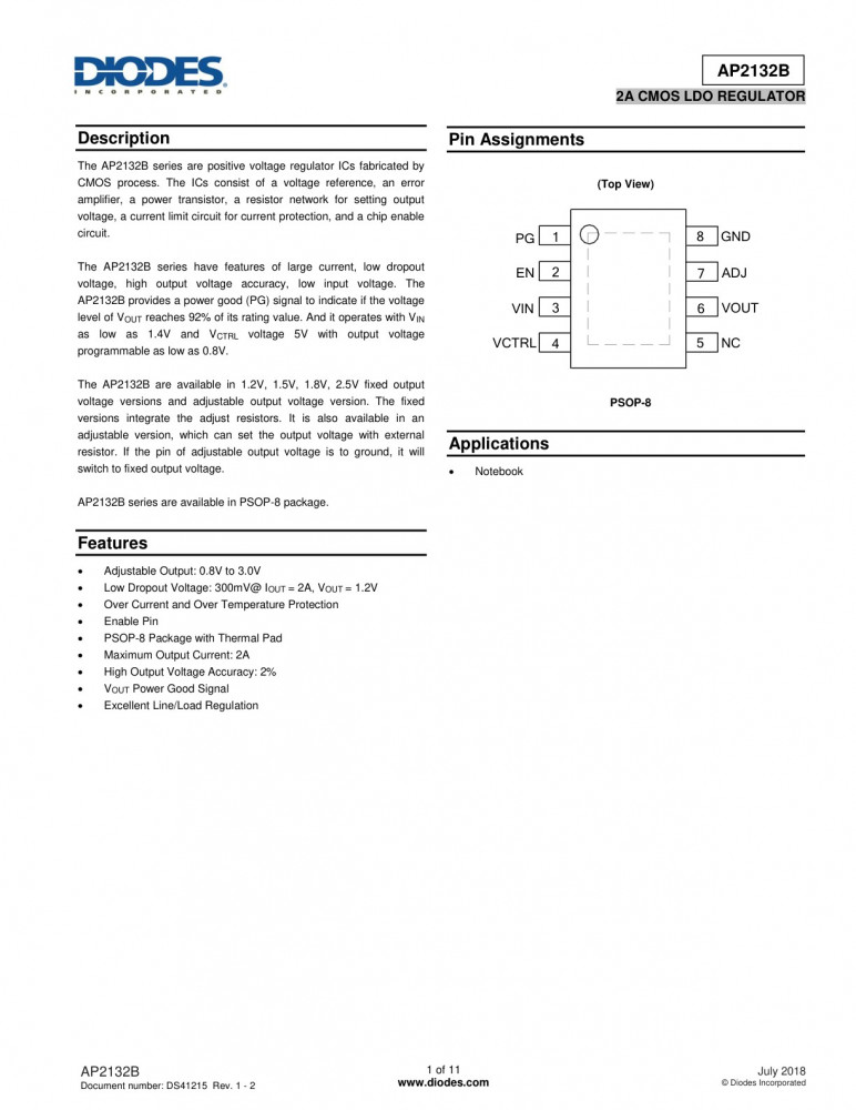 AP2132B datasheet page 1