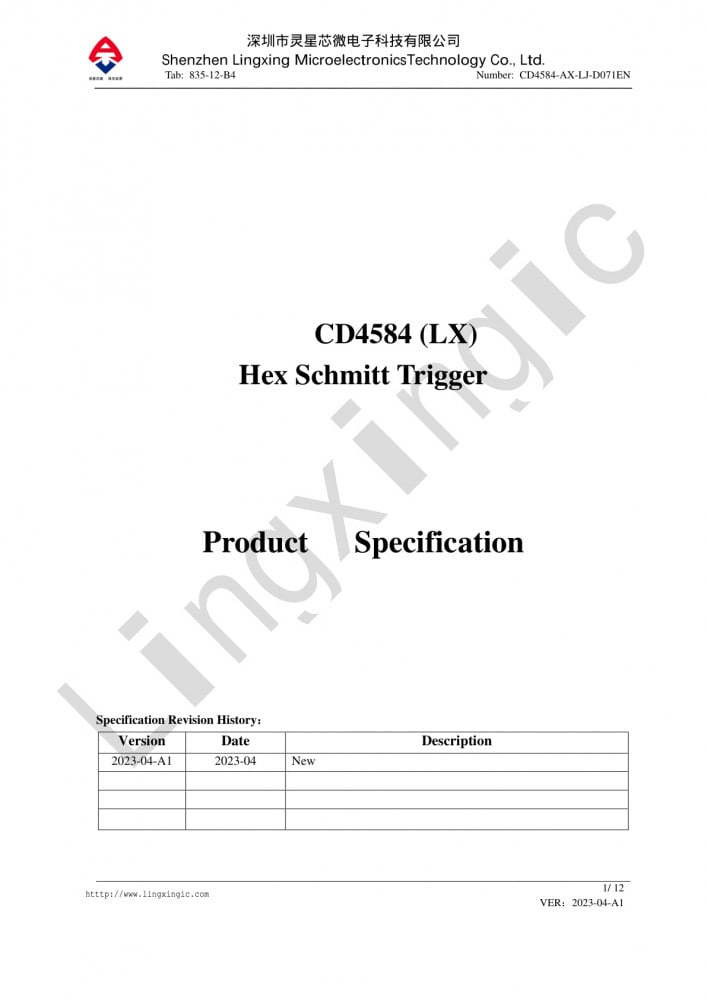 CD4584BM(LX) datasheet page 1