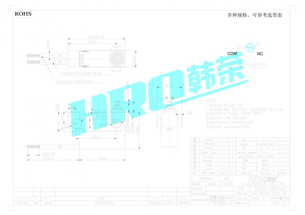 K9-2821D-7XCN-1B technical drawing page 1