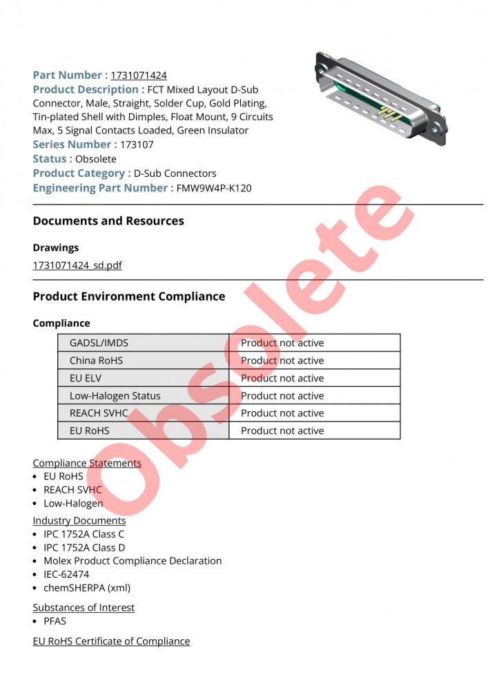 MOLEX 1731071424 product drawing page 1