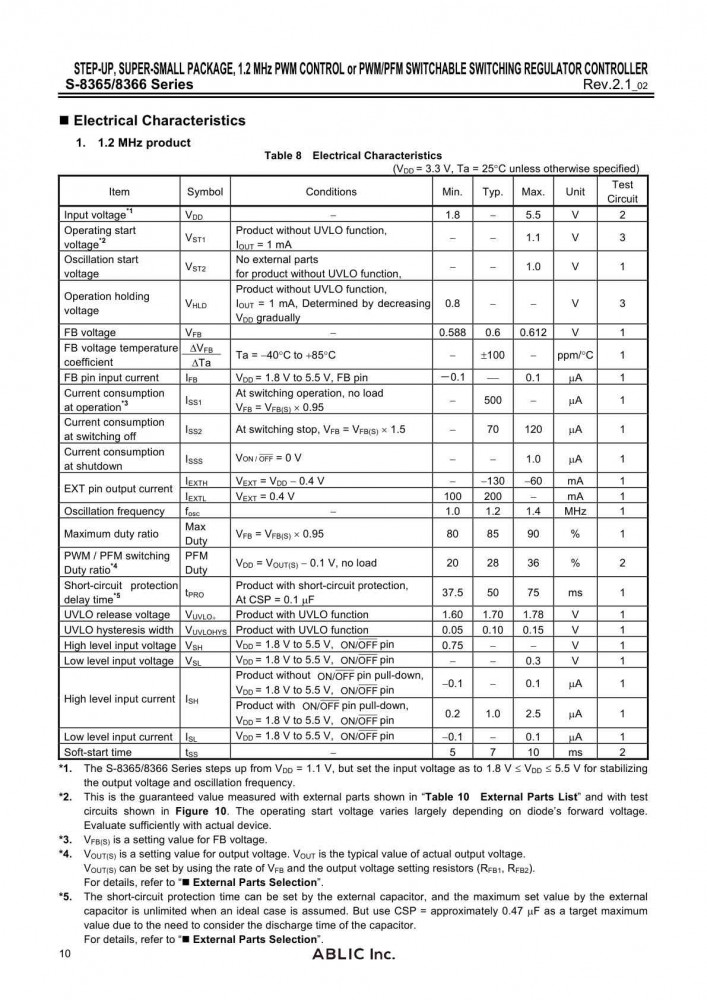 S-8365/8366 datasheet page 10