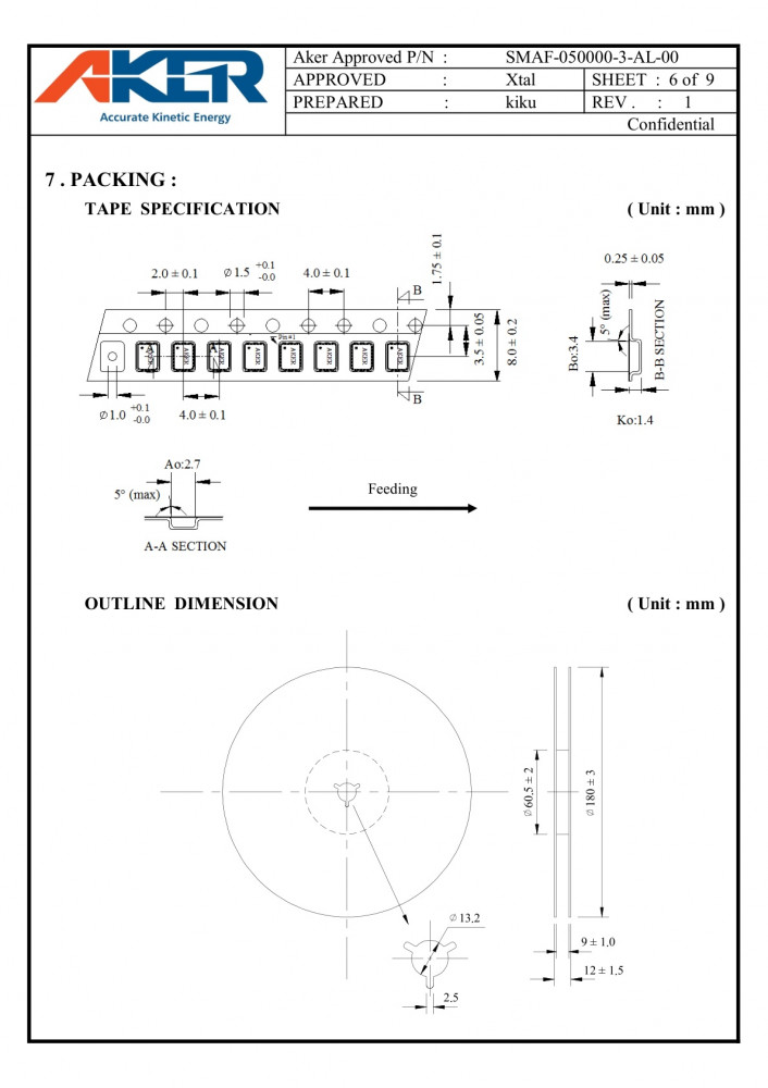 SMAF-050000-3-AL-00 tape specification page
