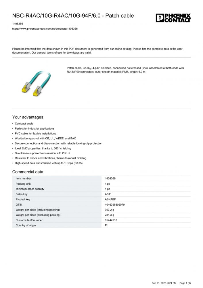 Phoenix Contact 1408366 document page 1